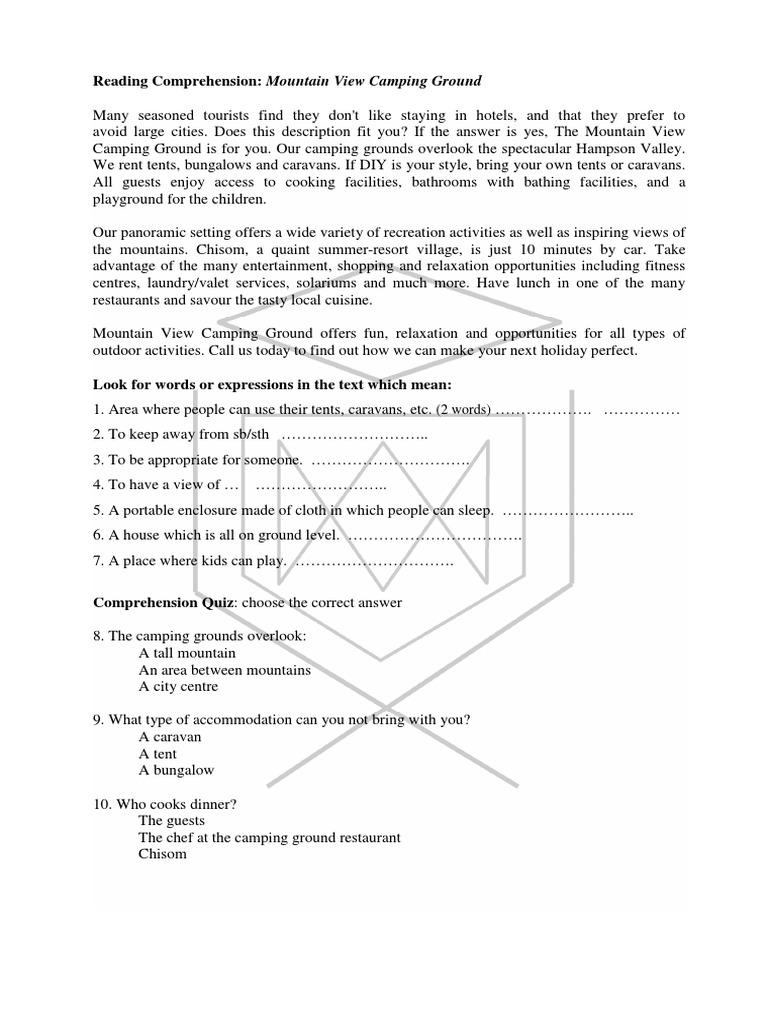 Mountain View Camping Ground | PDF | Business | Cooking, Food & Wine
