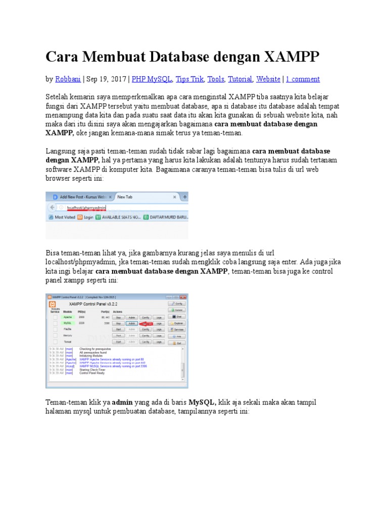 Cara Membuat Database Dengan XAMPP | PDF