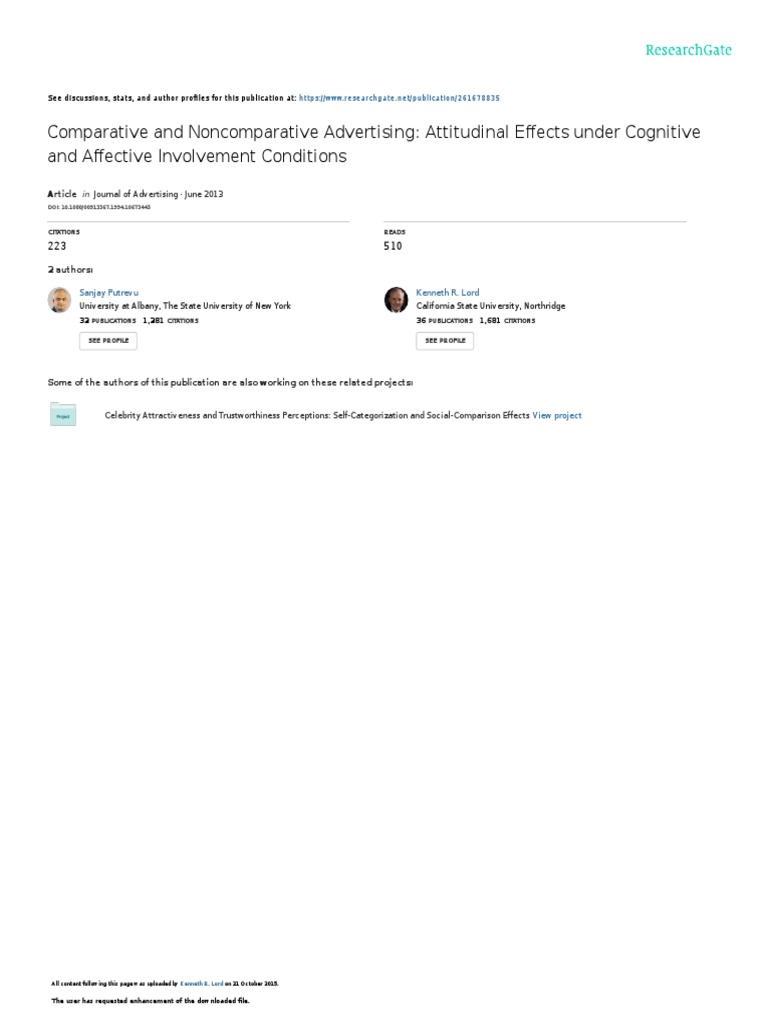 Comparative and Noncomparative Advertising: Attitudinal Effects Under ...