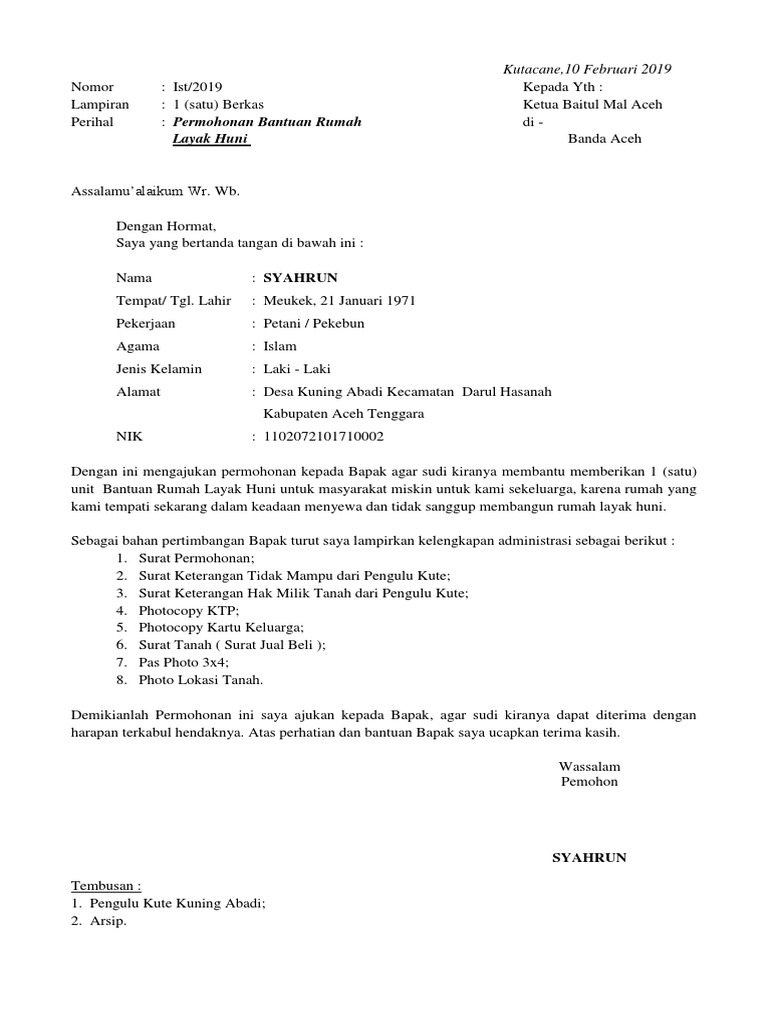 Contoh Proposal Bantuan Rumah | PDF