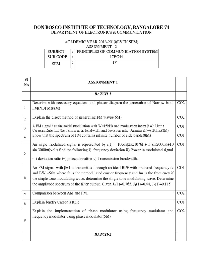 Principles Of Communication Systems Pdf Frequency Modulation Modulation