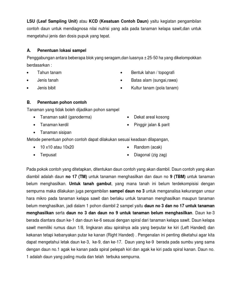 LSU (Leaf Sampling Unit) | PDF