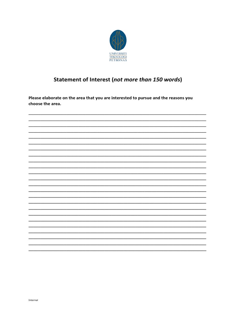 Statement of Interest (Not More Than 150 Words) : Internal | PDF