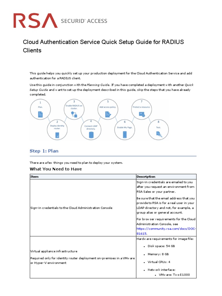 Rsa Securid Access Cloud Authentication Service Quick Setup Radius ...