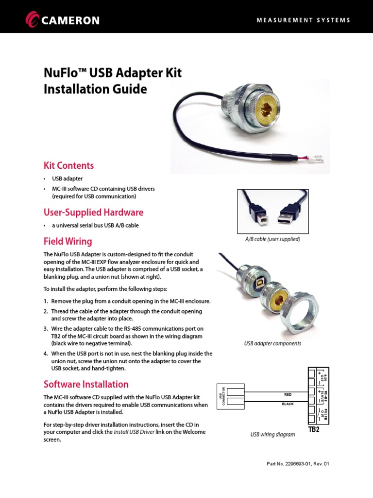 NuFlo USB Kit Installation Guide | Electrical Connector | Usb
