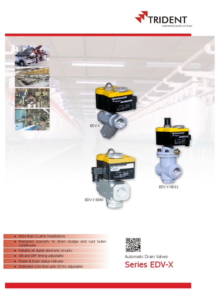 Trident Edv-X - AUTO DRAIN VALVES | PDF | Valve | Manufactured Goods