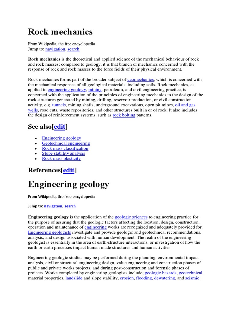 Rock Mechanics | Download Free PDF | Geotechnical Engineering | Deep Foundation