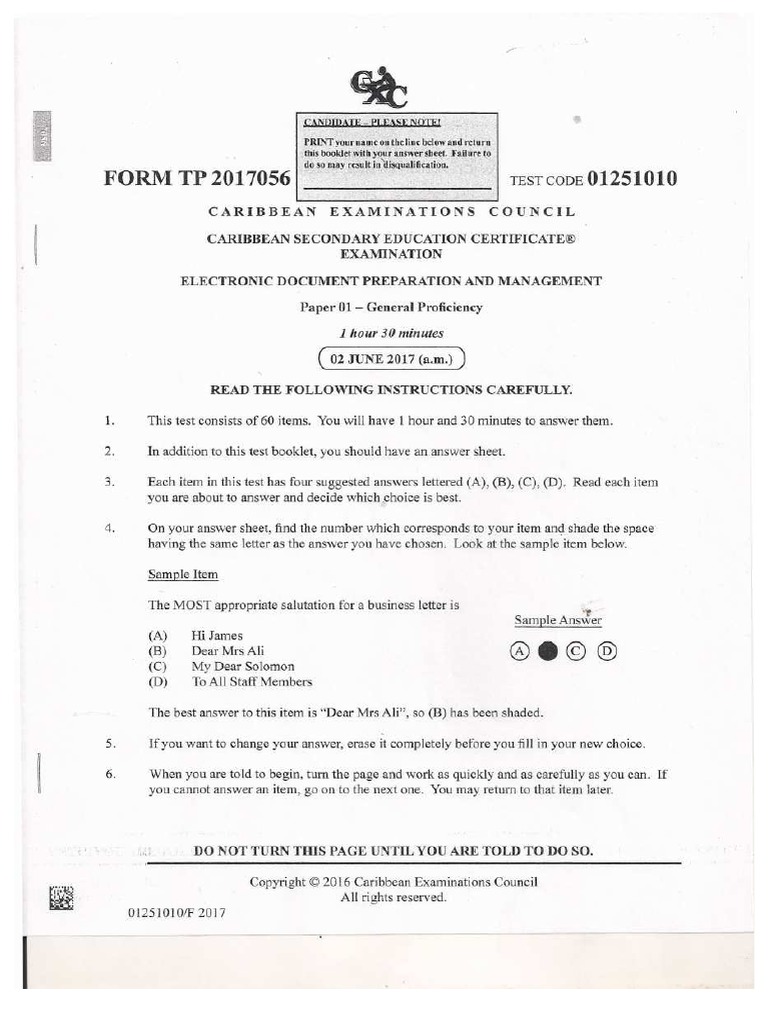 Edpm Paper 1 2017 PDF | PDF