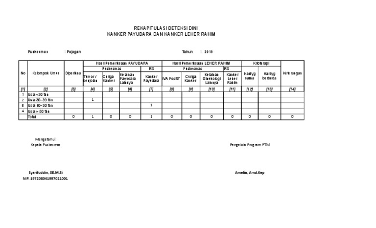 Format Lap PTM Kanker | PDF