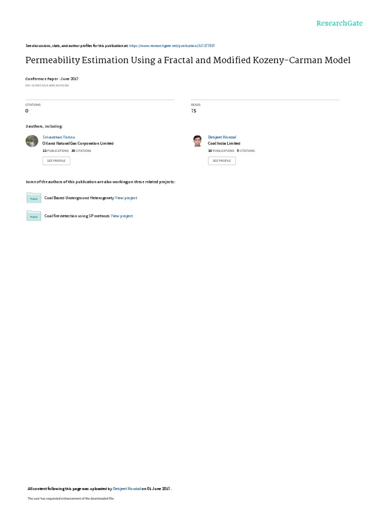 Permeability Estimation Using A Fractal and Modified Kozeny-Carman ...