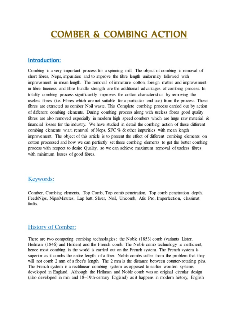 Comber | PDF | Textiles | Nature