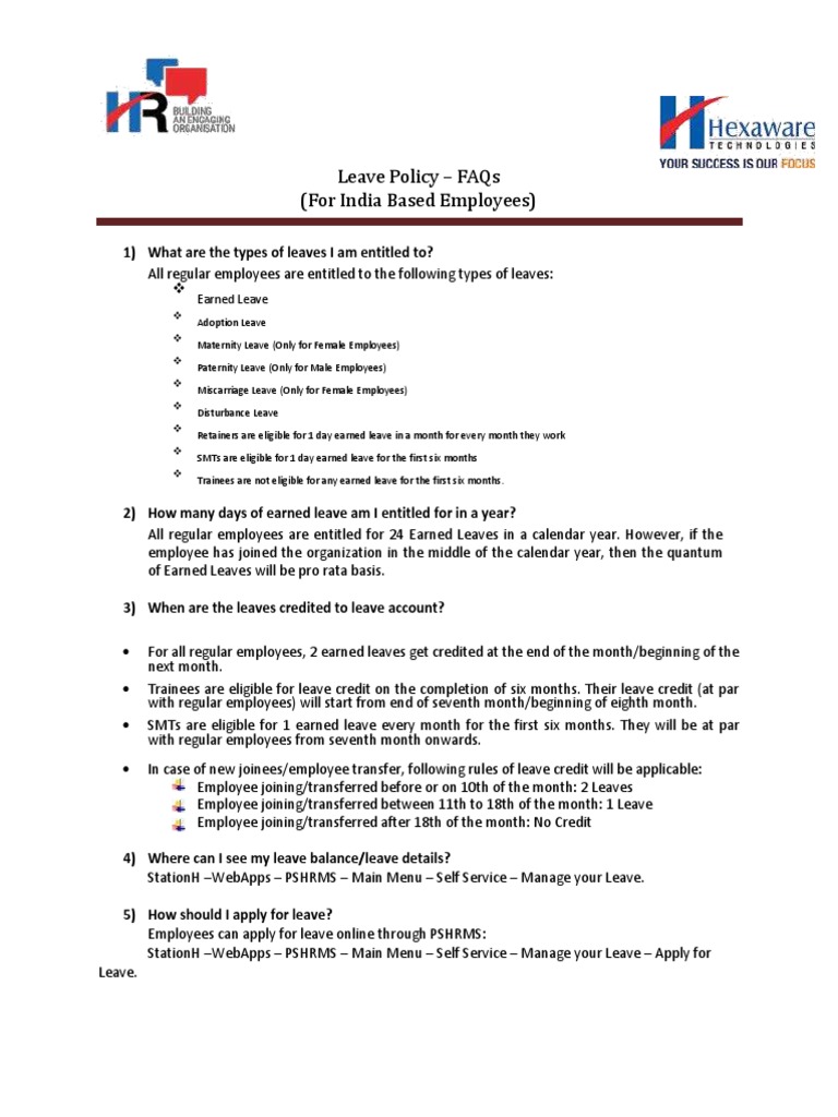 Leave Policy - FAQ | PDF | Parental Leave | Salary