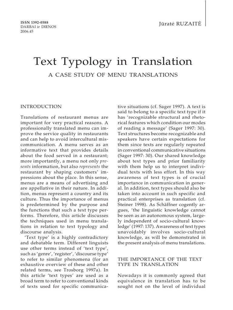 Text Typology in Translation | PDF | Menu | Translations