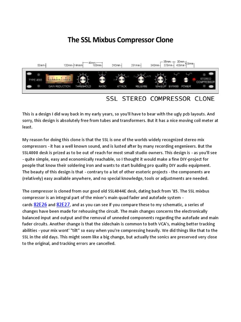 The SSL Mixbus Compressor Clone: An Accessible DIY Recreation of the ...