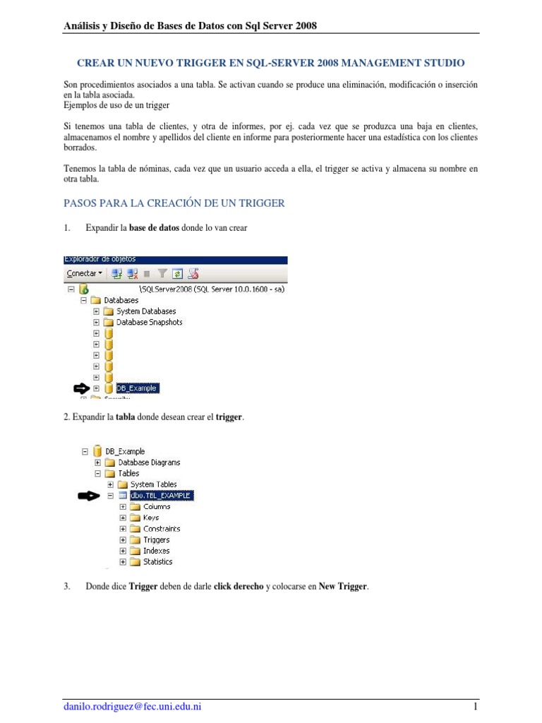 SQL Server 2008 - Sesión #8 - Triggers | PDF | SQL | Servidor SQL de ...