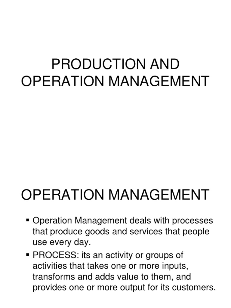 Production and Operation Management | PDF | Operations Management ...