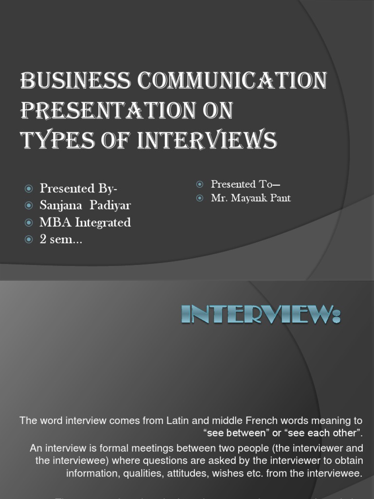 Types of Interviews | PDF | Interview | Human Communication