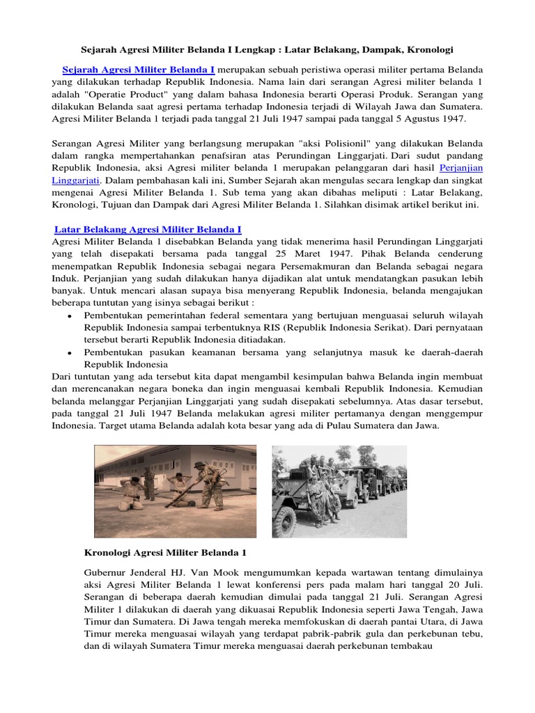 Sejarah Agresi Militer Belanda I | PDF