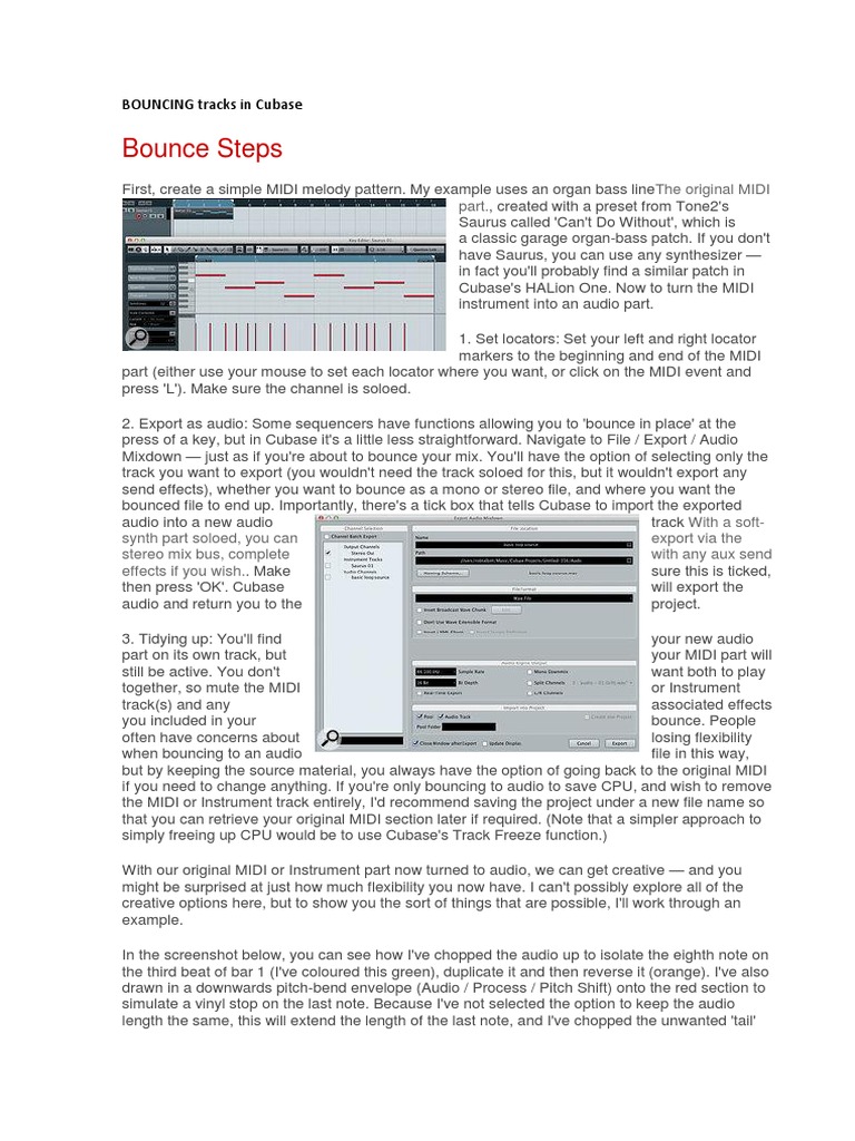 Cubase Audio Bouncing Guide | PDF | Synthesizer | Sound