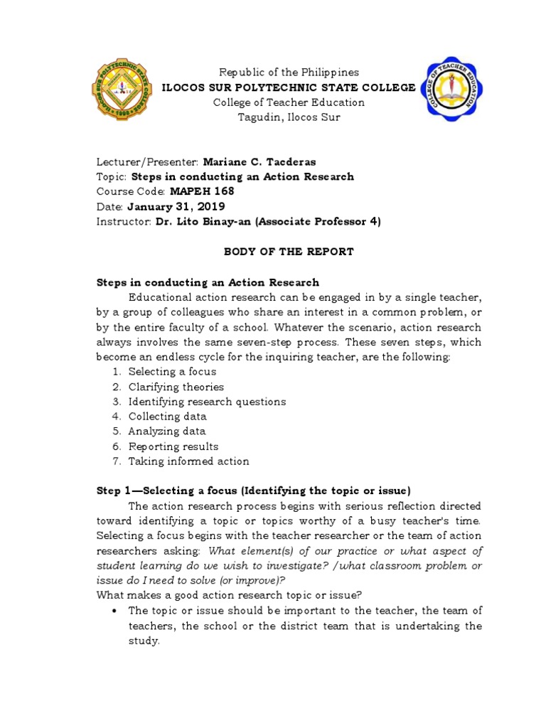 Steps in Conducting An Action Research | PDF | Action Research | Data