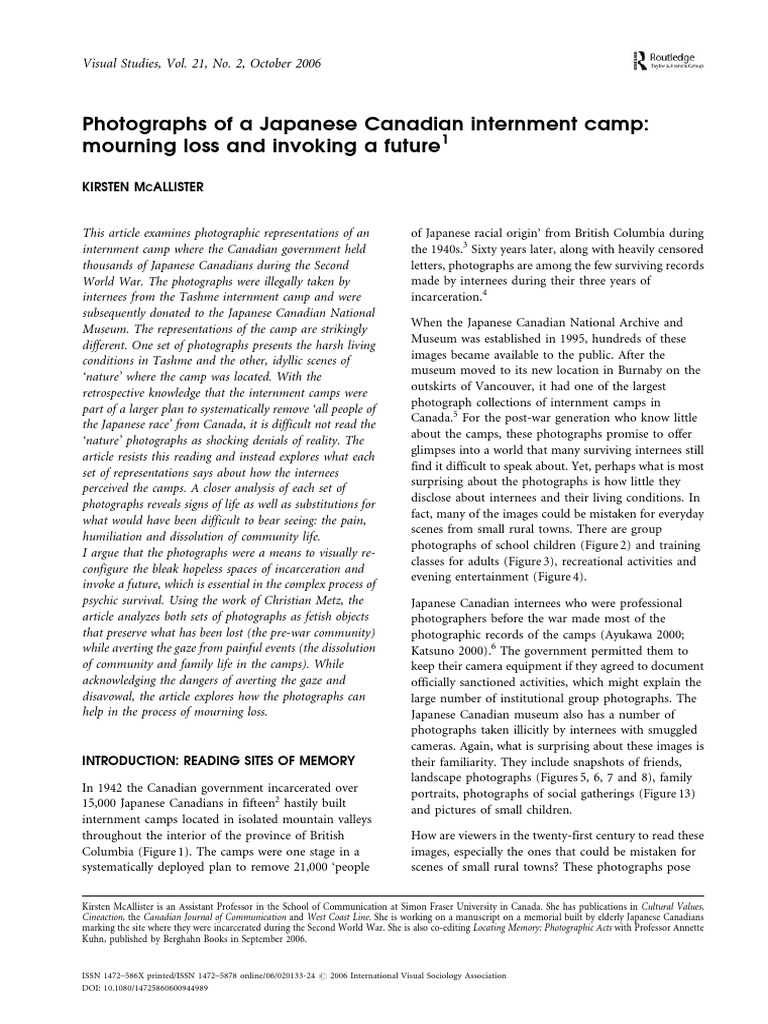 Photographs of A Japanese Canadian Internment Camp | PDF