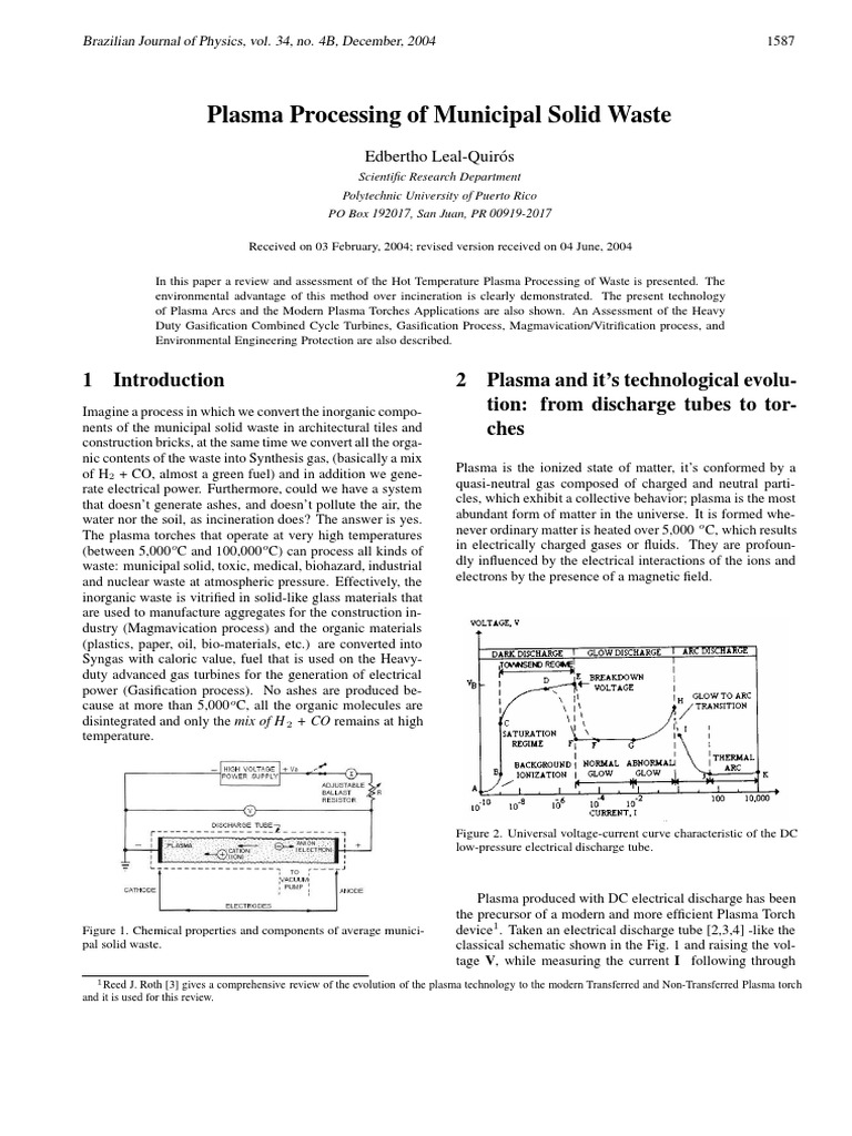 Plasma Waste Processing Technology | PDF | Gasification | Electric Arc