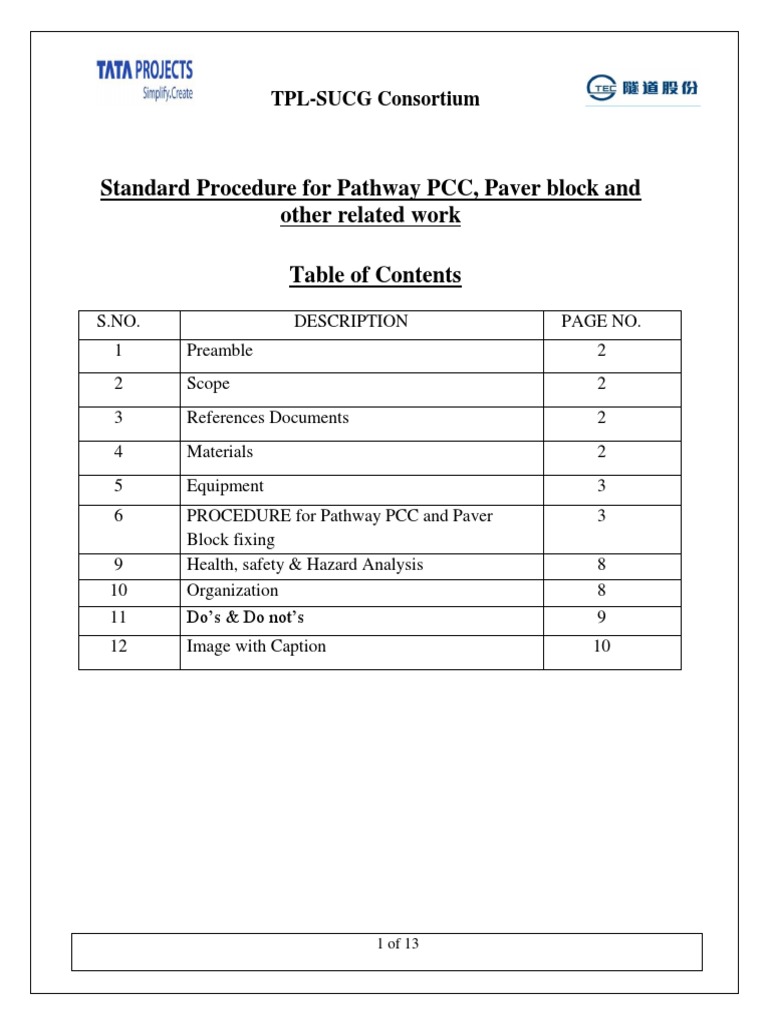 Pathway PCC and Paver Block Procedure | PDF | Mortar (Masonry) | Concrete