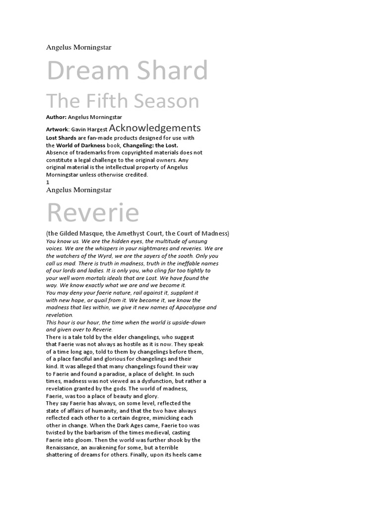 Dream Shard: The Fifth Season | PDF | Fairies | Luck