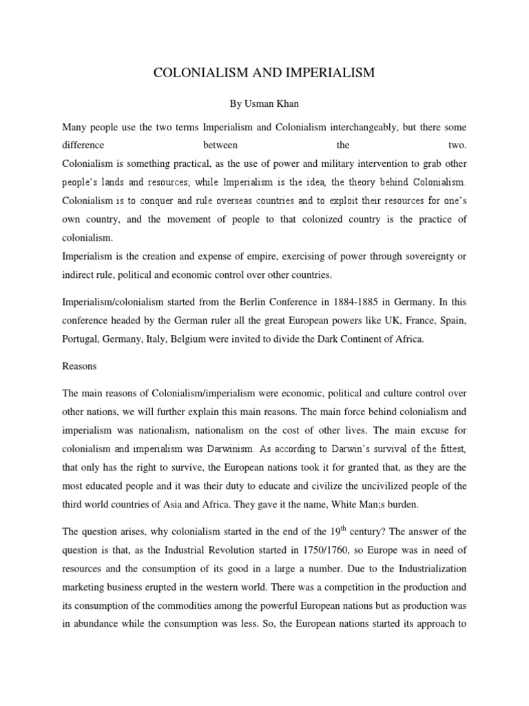 Colonialism and Imperialism by Usman Khan | PDF | Imperialism | Colonialism