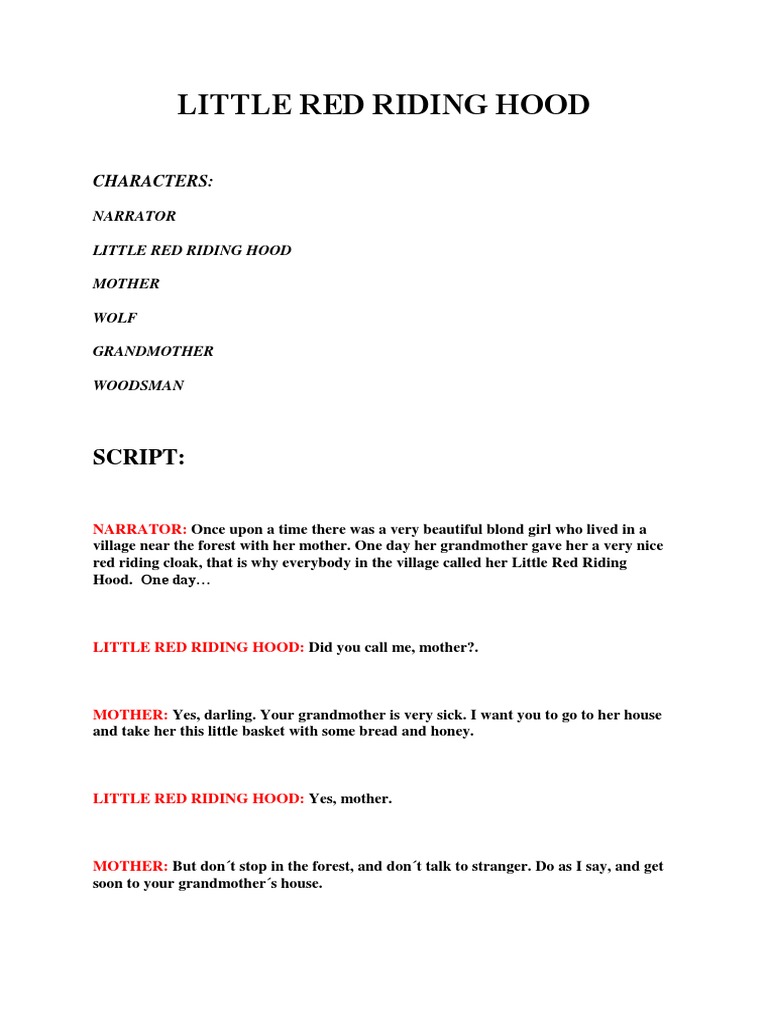 Script The Little Red Riding Hood | Download Free PDF | Little Red ...