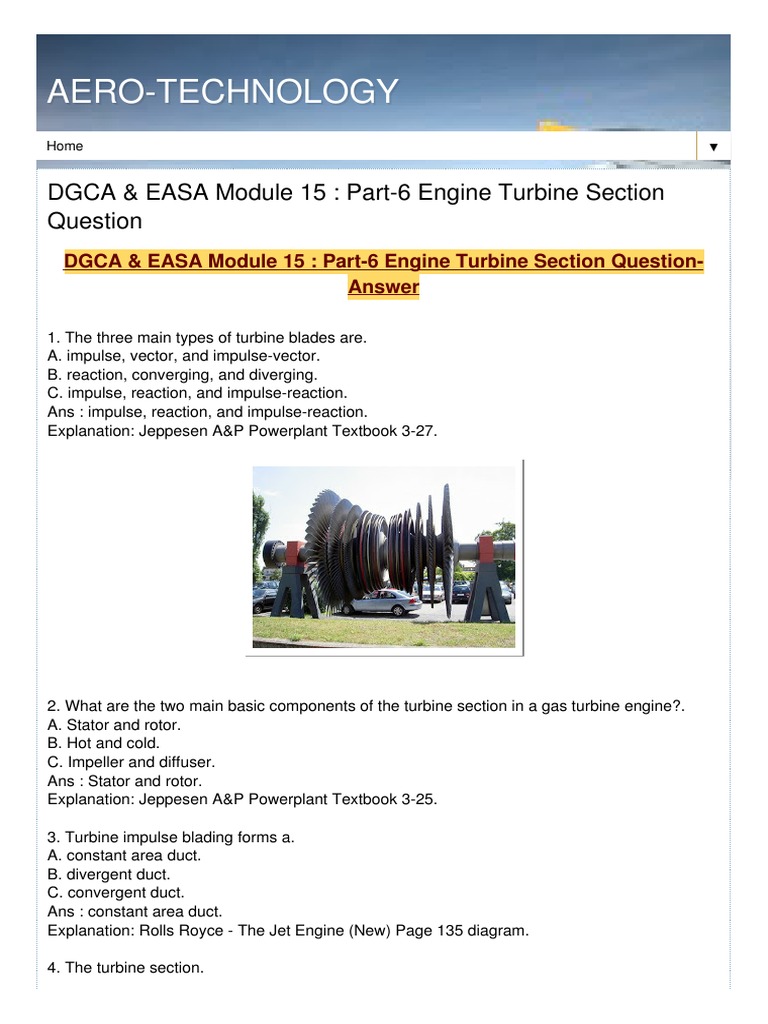 Aero Technology Dgca Easa Module 15 Part 6 Engine | PDF | Turbine | Jet ...