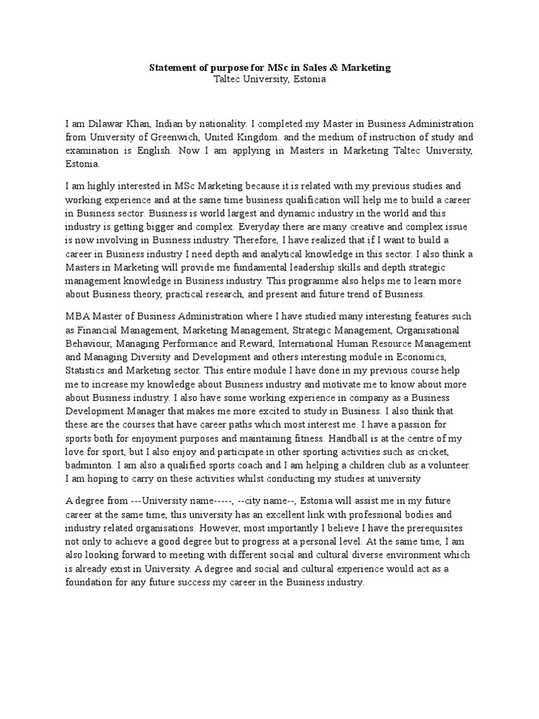 How To Write A Motivation Letter Sample | PDF | Master Of Business ...