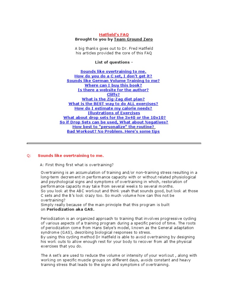 Hatfield Faq | PDF | Weight Training | Dieting