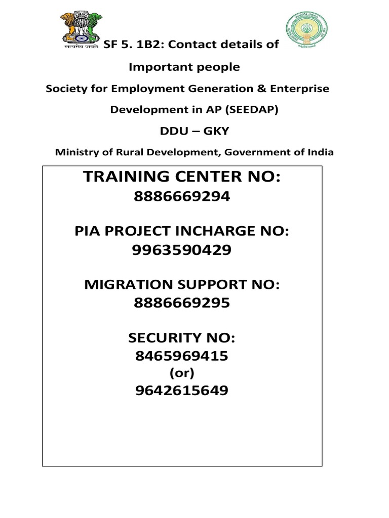 Training Center No:: Pia Project Incharge No | PDF | Business ...