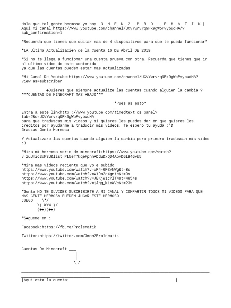 Codigos de Minecraft 2019 de 3men2 Proleamtik | PDF | Ocio