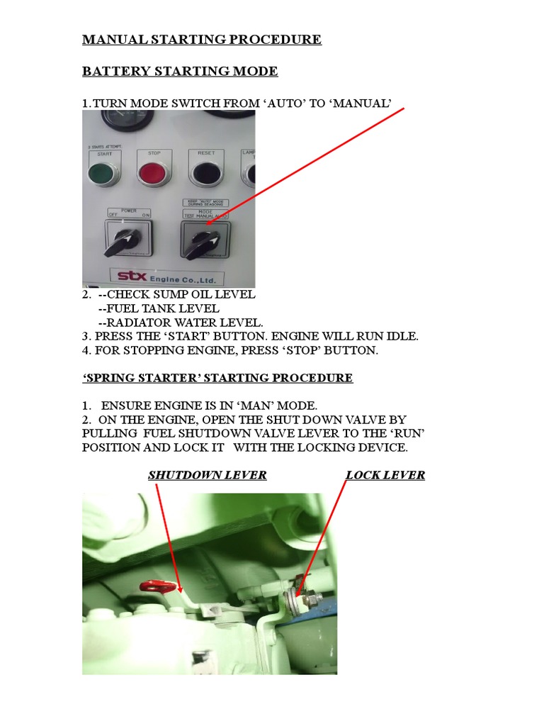 Engine Manual Start Guide | PDF | Business