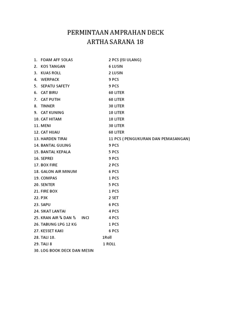Amprahan Deck Dan Mesin | PDF