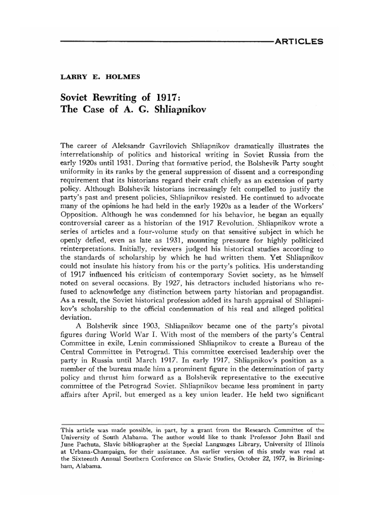 Shliapnikov's Defiance in Soviet History | PDF | Communist Party Of The ...