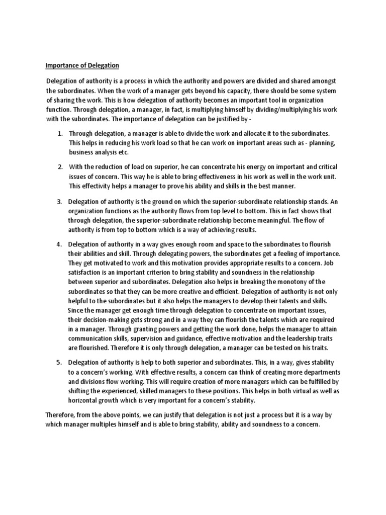 Importance of Delegation | PDF | Motivation | Motivational