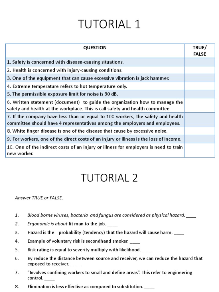 Tutorial 1: True/ False | PDF