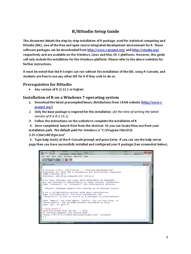 RStudio Setup Guide Draft1 | PDF | R (Programming Language) | Integrated Development Environment