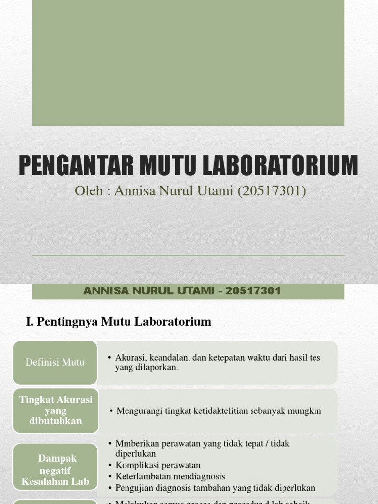 Pengantar Mutu Laboratorium | PDF