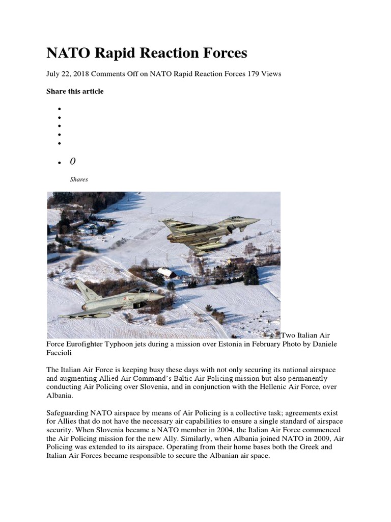 NATO Rapid Reaction Forces: Share This Article | PDF | Nato ...