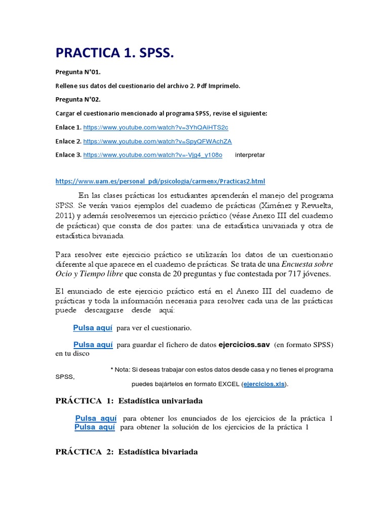 Ejercicio Práctico A Resolver Con El SPSS | PDF