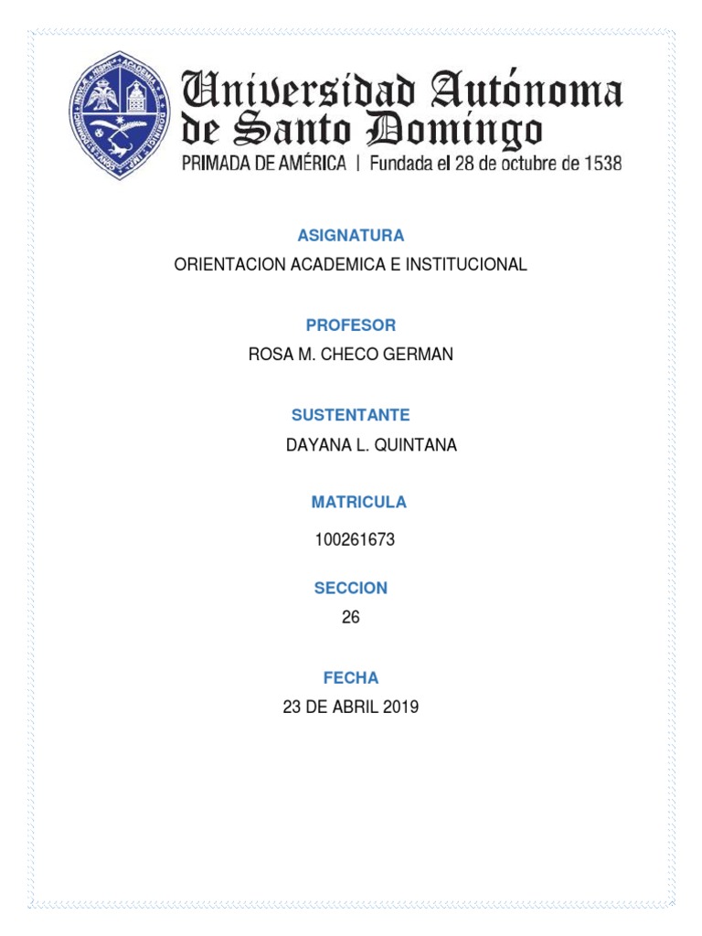 Modelo de Hoja de Presentacion de Uasd | PDF | Ciencia y matemáticas