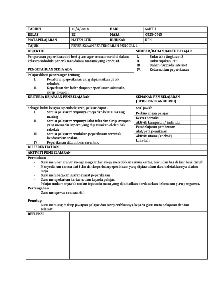 RPH Exam & Bincang JWPN Mac 2018 | PDF