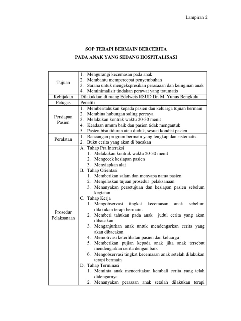 Sop Terapi Bermain | PDF