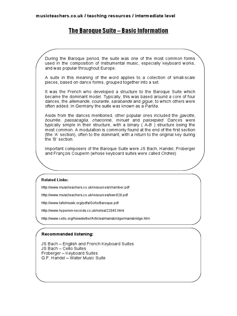 Baroque Suite | PDF | Suite (Music) | Musical Forms