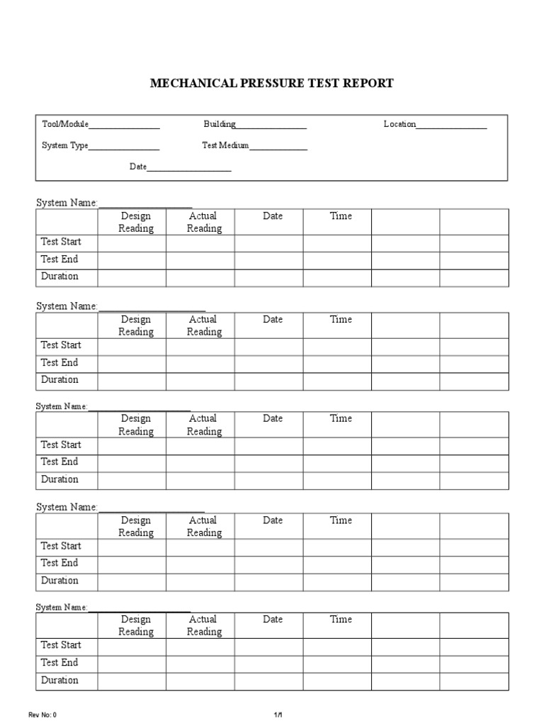 Mechanical Pressure Test Report | PDF