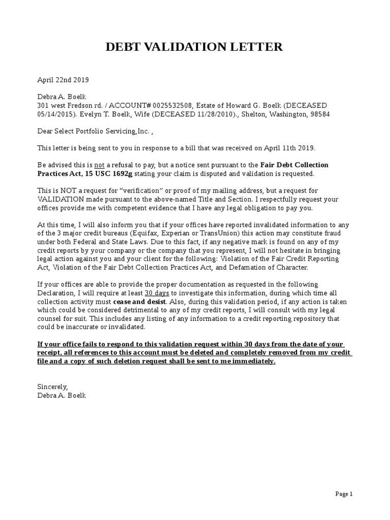 Debt Validation Letter 2019-04-22 | PDF | Business Law | Justice